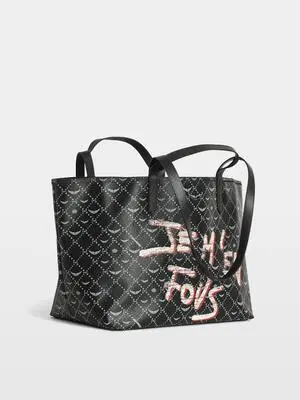 Zadig&Voltaire Z Monogram Xl Shopper Graffiti Bag - Black
