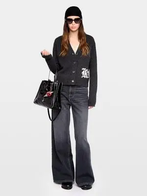 Zadig&Voltaire Masy Merino Wool Cardigan - Anthracite