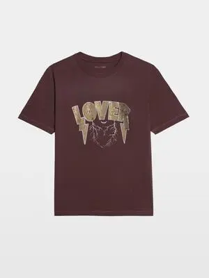 Zadig&Voltaire Edwin Rhinestone Graphic T-shirt - Burgundy