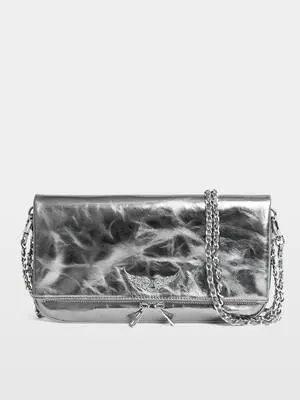 Zadig&Voltaire Rock Metallic Leather Clutch - Gun