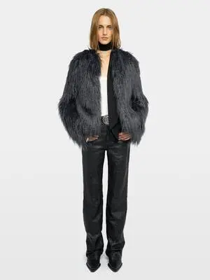 Zadig&Voltaire Freddie Curly Faux Fur Coat - Anthracite