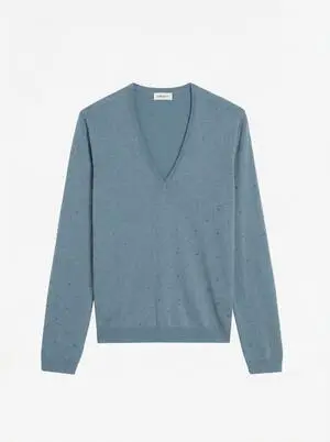 Zadig&Voltaire Rivy Embellished Cashmere V-neck Sweater - Sixtine