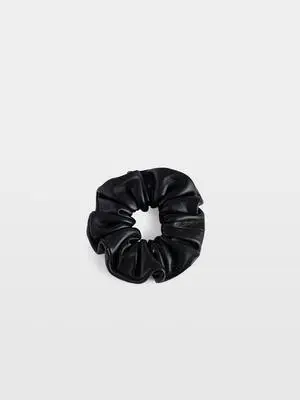 Zadig&Voltaire Chouchou Leather Scrunchie With Gold Wings Motif