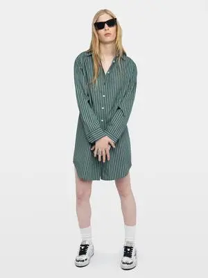 Zadig&Voltaire Rorning Striped Shirt Dress - Emerald