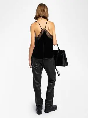 Zadig&Voltaire Christy Velvet Camisole With Lace Trim - Black