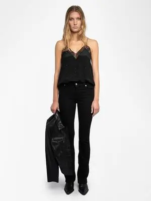 Zadig&Voltaire Christy Diamanté Silk Camisole - Black