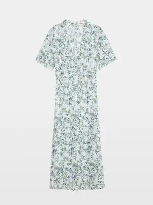Zadig&Voltaire Rhodral Floral Print V-neck Midi Dress - Cloud