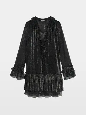 Zadig&Voltaire Ralice Metallic Chiffon Dress - Black