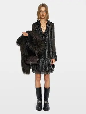 Zadig&Voltaire Ralice Metallic Chiffon Dress - Black