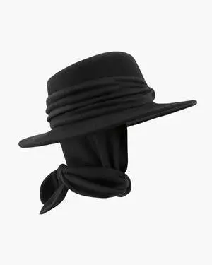 Eric Javits Hand-blocked Wool Felt Fedora With Double-faced Merino Wool Scarf - Black