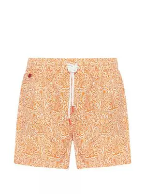 Kiton Floral-Print Swim Shorts Orange