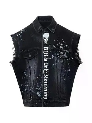 ORDINARY COUTURE CODE Skull Graphic Denim Vest