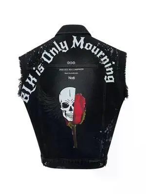 ORDINARY COUTURE CODE Skull Graphic Denim Vest