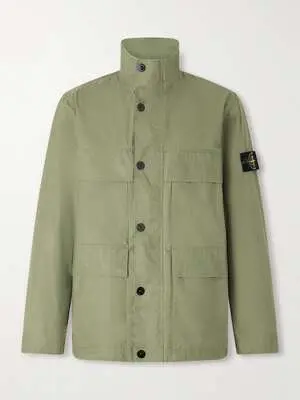 Stone Island Logo-appliquéd Waxed-canvas Field Jacket - Green