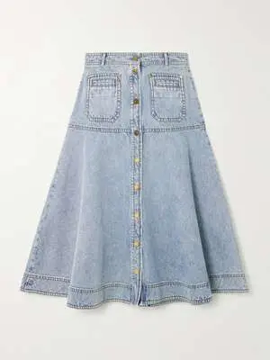 Zimmermann Denim Midi Skirt - Light Denim