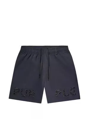 PURPLE BRAND Lettering Drawstring Shorts - Black
