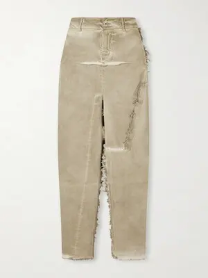 Rick Owens Frayed Denim Midi Skirt - Neutrals