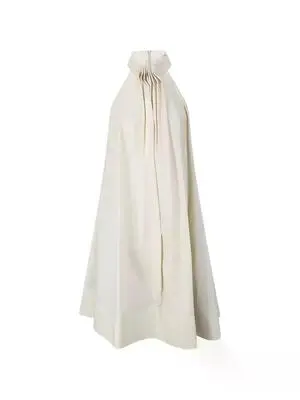 M.S.M. Pleated Halterneck Midi Dress - Neutrals