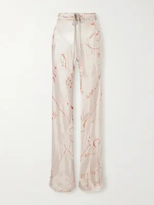 Rick Owens Bias Paneled Printed Satin Pants - Multi
