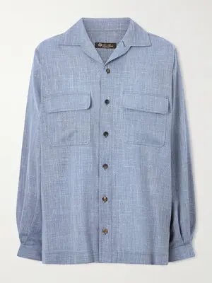 Loro Piana Ida Wool, Silk, And Linen-blend Shirt - Blue