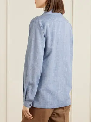 Loro Piana Ida Wool, Silk And Linen-blend Shirt - Blue
