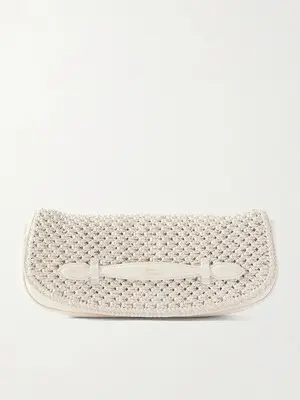 Polo Ralph Lauren Bellport Woven Leather Clutch - Off-white