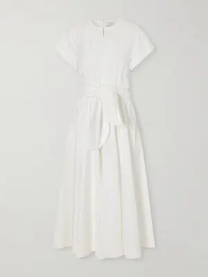 PATOU Knotted Cotton-poplin Midi Dress - White