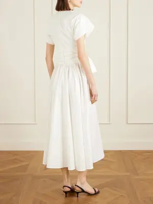PATOU Knotted Cotton-poplin Midi Dress - White