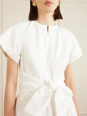 PATOU Knotted Cotton-poplin Midi Dress - White