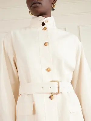 Loro Piana Lismore Belted Linen And Wool-blend Jacket - Orange