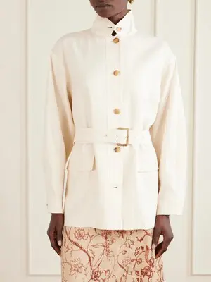 Loro Piana Lismore Belted Linen And Wool-blend Jacket - Orange