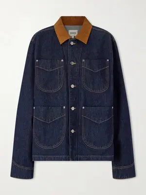 Khaite Wyatt Corduroy-trimmed Denim Jacket - Blue