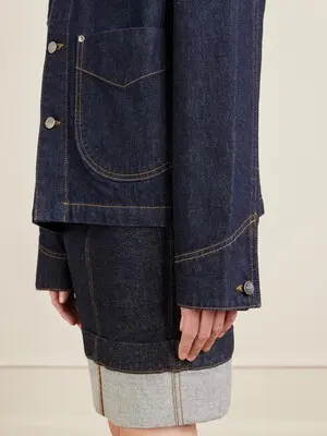 Khaite Wyatt Corduroy-trimmed Denim Jacket - Blue