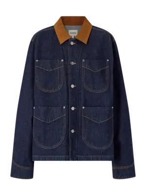 Khaite Wyatt Corduroy-trimmed Denim Jacket - Blue