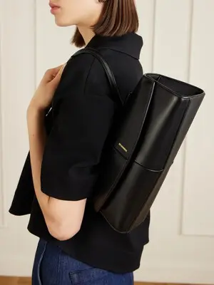 JIL SANDER Linea Leather Shoulder Bag - Black