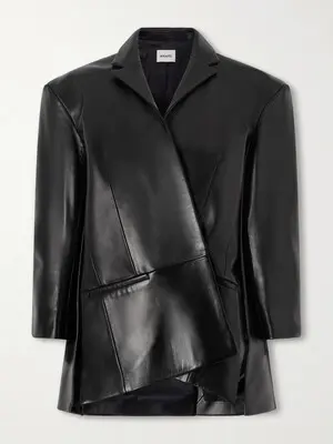 Khaite Asymmetric Paneled Leather Blazer