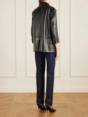 Khaite Asymmetric Paneled Leather Blazer