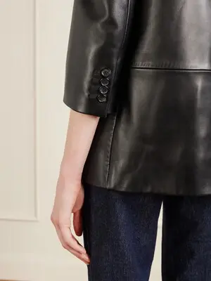 Khaite Asymmetric Paneled Leather Blazer