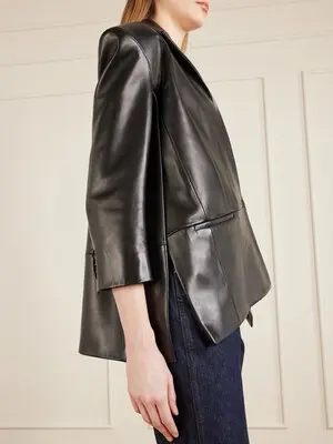 Khaite Asymmetric Paneled Leather Blazer