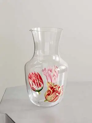 LOBMEYR Tulipmania Painted Crystal Glass Water Pitcher - Clear