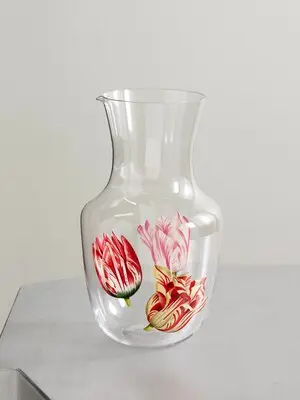 LOBMEYR Tulipmania Painted Crystal Glass Water Pitcher - Neutrals