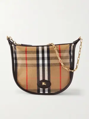Burberry Leather-trimmed Checked Coated-canvas Shoulder Bag - Neutrals