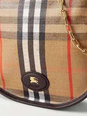 Burberry Leather-trimmed Checked Coated-canvas Shoulder Bag - Neutrals