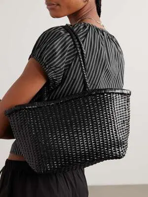 Dragon Diffusion B Weave Small Woven Leather Tote - Black