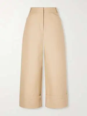 Another Tomorrow Organic Cotton High-rise Wide-leg Pants - Beige