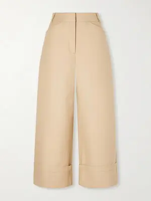 Another Tomorrow Organic Cotton High-rise Wide-leg Pants - Neutrals