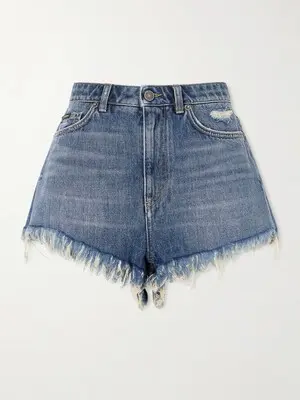 Dolce & Gabbana Frayed Denim Shorts - Blue