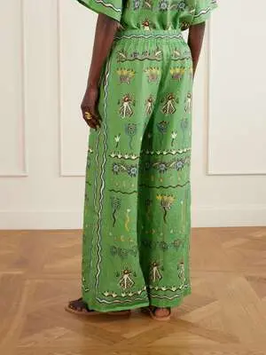 ALEMAIS Sun Dancer Printed Linen Wide-leg Pants - Multi