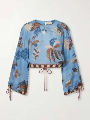 ALEMAIS Georgie Cropped Printed Ramie Blouse - Multi