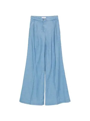 VIA MASINI 80 Cotton Flared Trousers - Blue